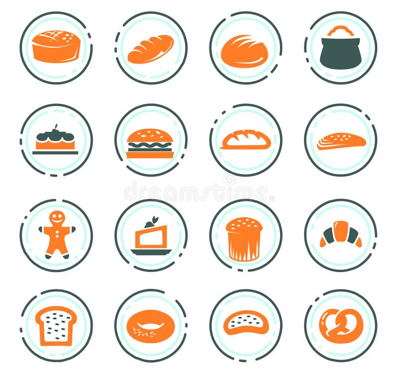 Bakery products icons set stock vector. Illustration of design - 155267707