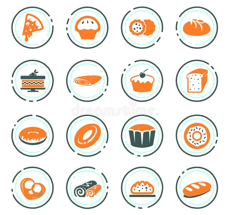 Bakery products icons set stock vector. Illustration of graphic - 155267885