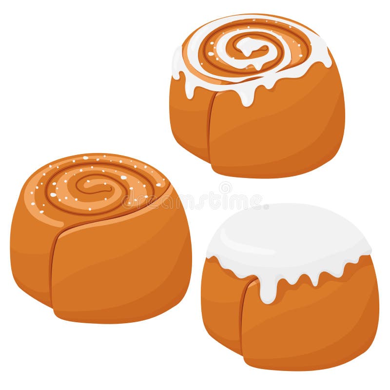 Bakery Products. Loaf of Bread. Cinnamon Rolls with Icing Stock Vector ...