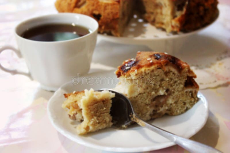 Bakery Products. Pie and Tea Closeup Stock Photo - Image of line ...