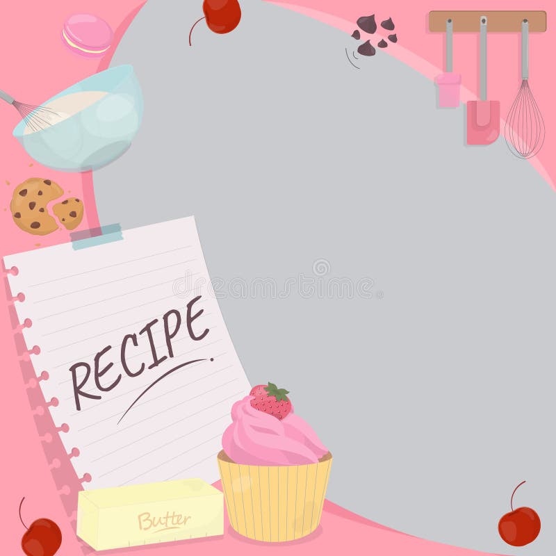 Bakery Recipe Template with Paper Note Stock Illustration ...