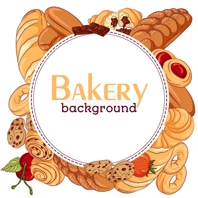 Bakery round frame stock vector. Illustration of banner - 187081704