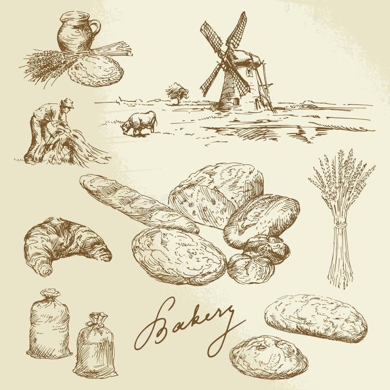 Bakery, Rural Landscape, Bread Stock Illustration - Illustration of ...