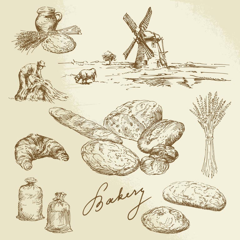 Bakery, Rural Landscape, Bread Stock Illustration - Illustration of ...