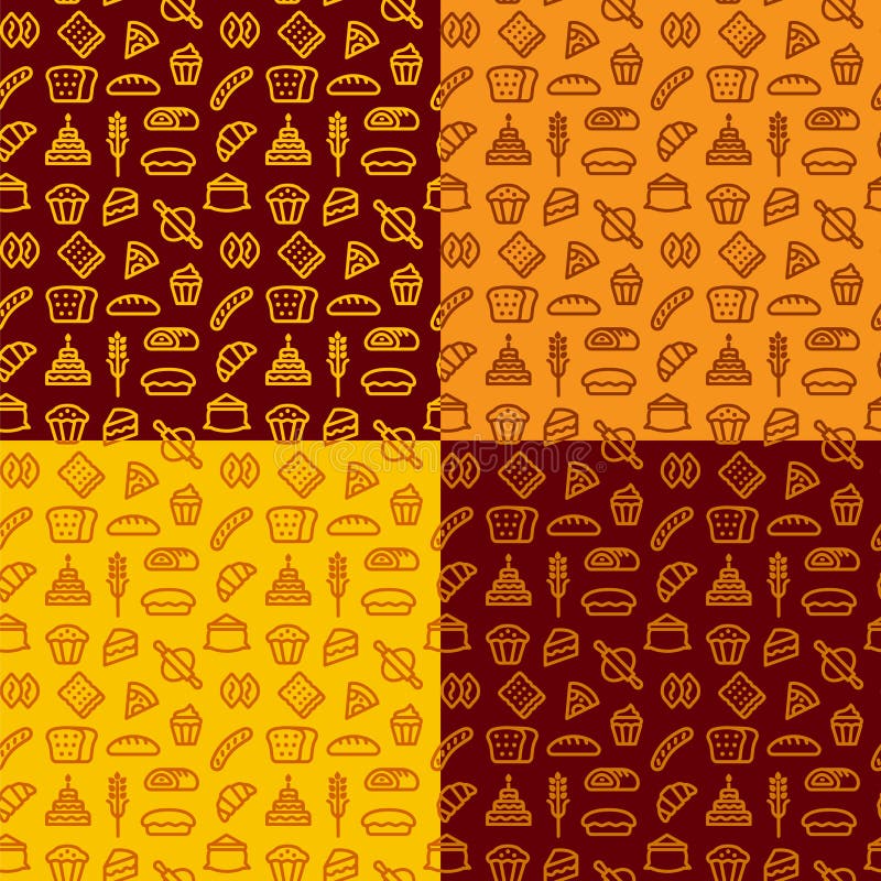 Bakery seamless patterns stock illustration. Illustration of pastry ...