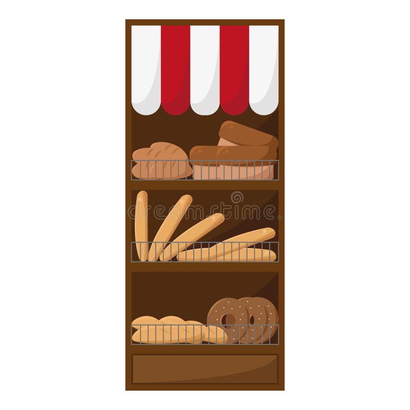 Bakery Shelf with Bread. Vector Stock Vector - Illustration of food ...