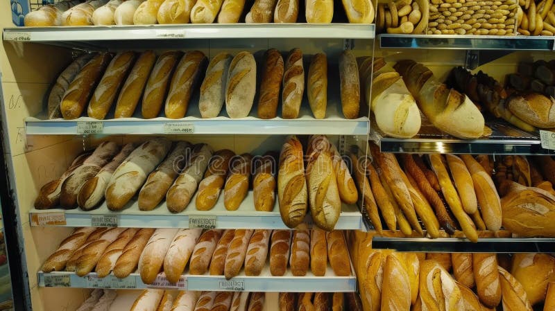 Bakery Shelves Filled with Fresh Bread Stock Illustration ...