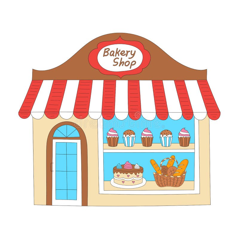 Bakery Shop Building Vector Illustration. Stock Vector - Illustration ...