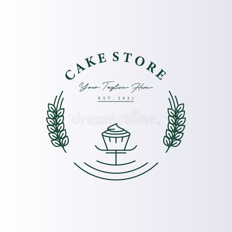 Bakery Shop Cupcake Dessert Cake Line Art Logo Vector Illustration ...