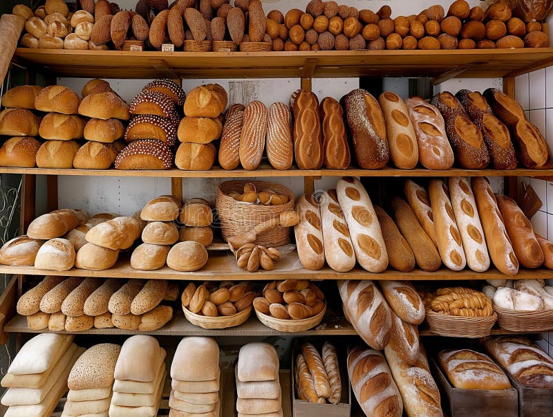Bakery Shop Filled with Shelves of Fresh Bread Stock Photo - Image of ...