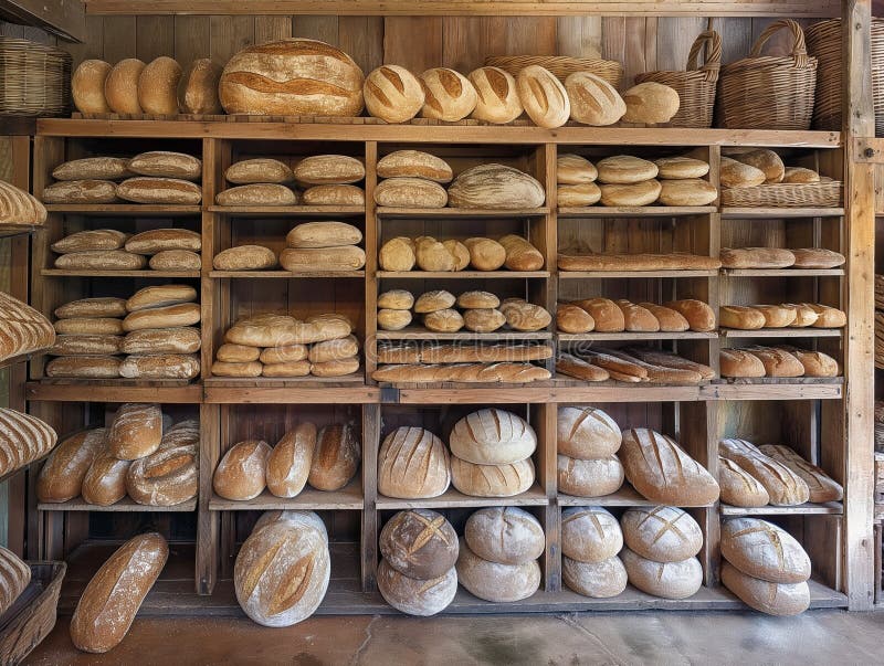 Bakery Shop Filled with Shelves of Fresh Bread Stock Image - Image of ...