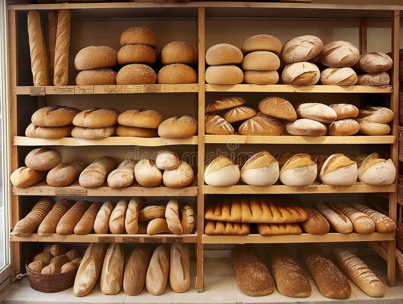 Bakery Shop Filled with Shelves of Fresh Bread Stock Photo - Image of ...