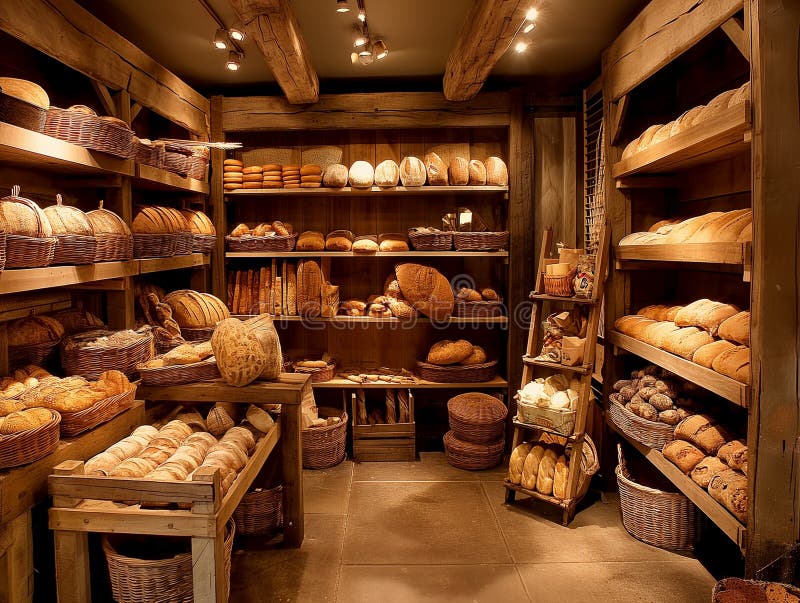 Bakery Shop Filled with Shelves of Fresh Bread Stock Photo - Image of ...