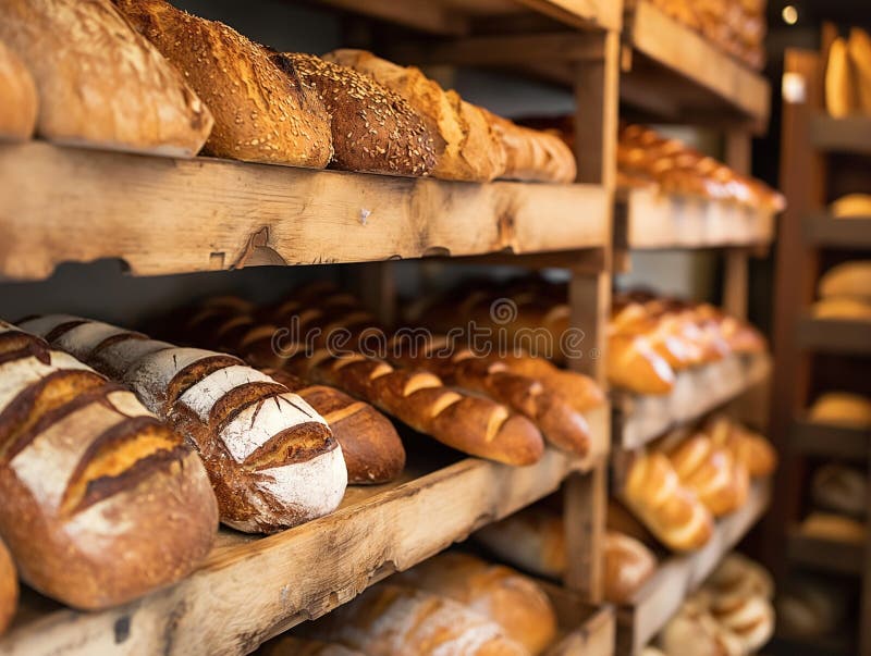 Bakery Shop Filled with Shelves of Fresh Bread Stock Photo - Image of ...