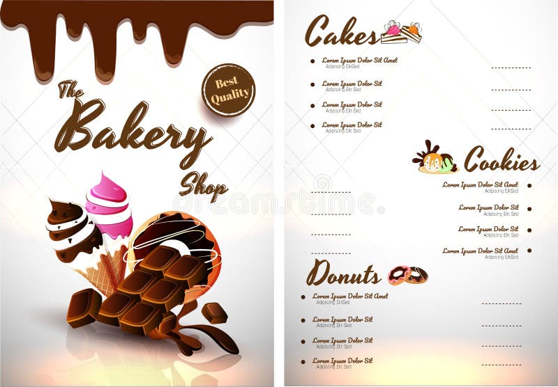 Bakery Shop Menu Card Design. Stock Illustration - Illustration of ...