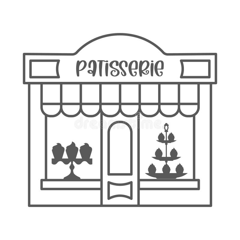Bakery Shop Icon Patisserie Front With Signboard Pastry Store Facade