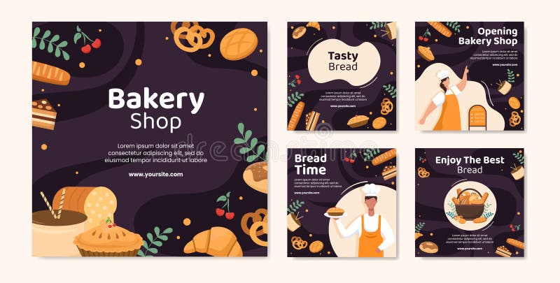 Bakery Social Media Post Design Template Stock Illustrations – 320 ...