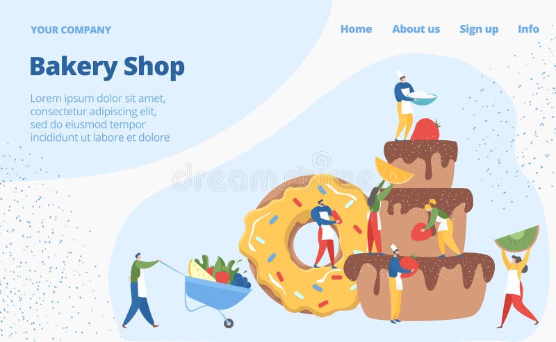 Bakery Shop Web Banner Concept, Tiny Character Pastry Business, Bake ...
