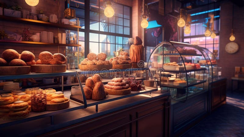 Bakery Shop Window with Different Types of Cakes and Pastries Stock ...