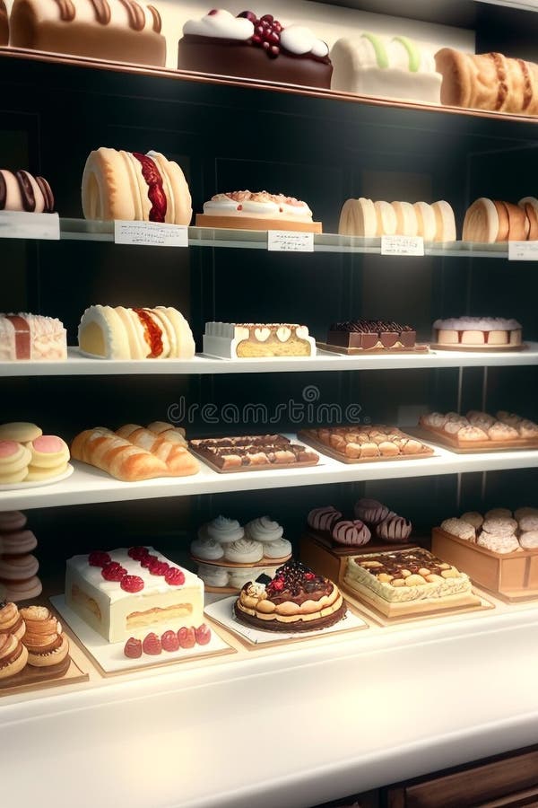 Bakery Showcase that is a Feast for the Eyes Stock Illustration ...