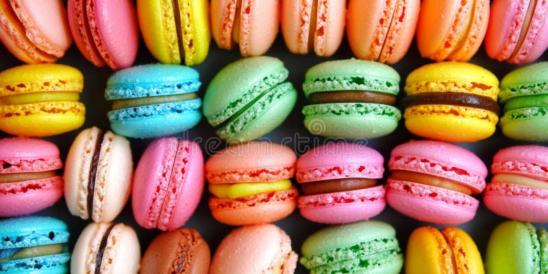 Colorful Macarons Displayed Beautifully in a Bakery Showcasing a ...