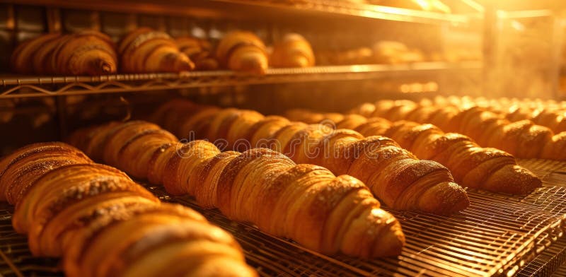 A Bakery Storage with Fresh Breads and Croissants Stock Photo - Image ...