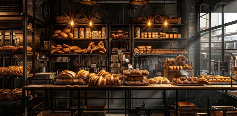 A Bakery Storage with Fresh Breads and Croissants Stock Photo - Image ...