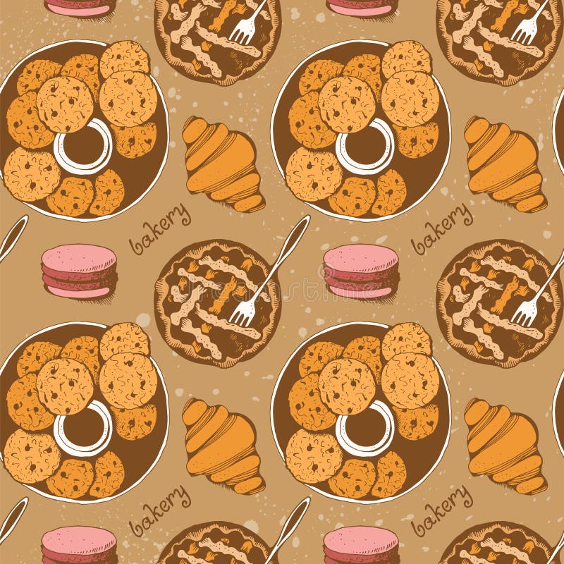 Bakery, Sweet Pastry Vector Seamless Pattern Stock Vector ...