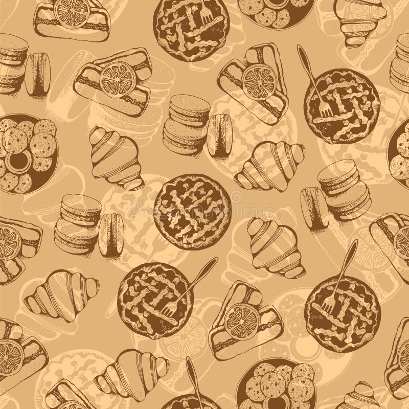 Bakery, Sweet Pastry Vector Seamless Pattern Stock Vector ...