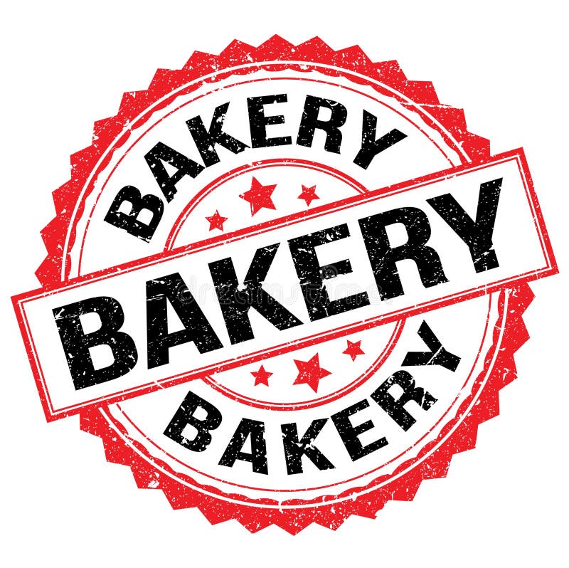 BAKERY Text on Red Round Stamp Sign Stock Illustration - Illustration ...
