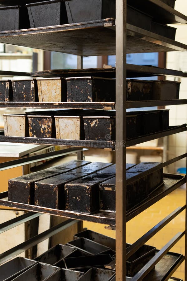 In Bakery There is a Cart with Bread Boxes Stock Image - Image of grape ...
