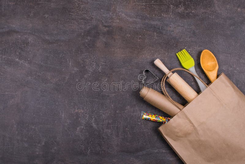 Bakery Tools in Recycled Paper Craft Bag. Cake Baking Set, Bakery Tools ...