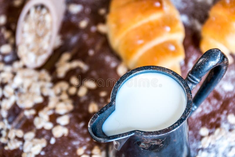 At the Bakery, Using Milk for Baking Stock Image - Image of mixer ...