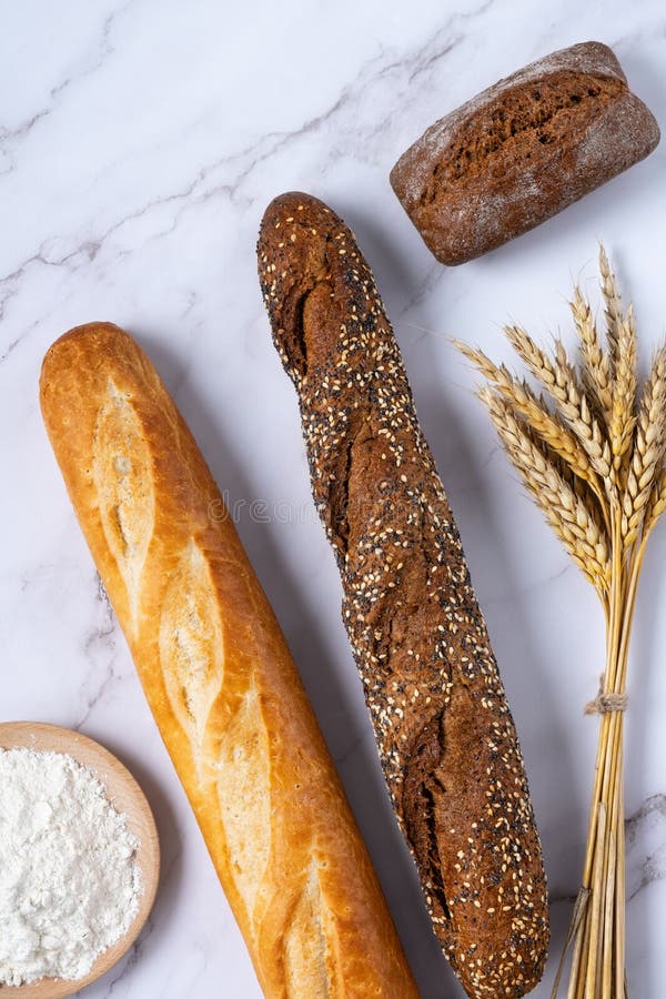 Bakery - Various Kinds of Breadstuff. Bread Rolls, Baguette, Croissant ...
