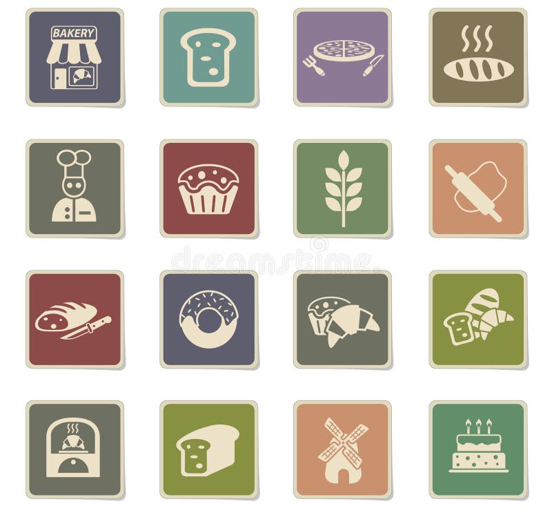 Bakery icon set stock vector. Illustration of cardboard - 121973074