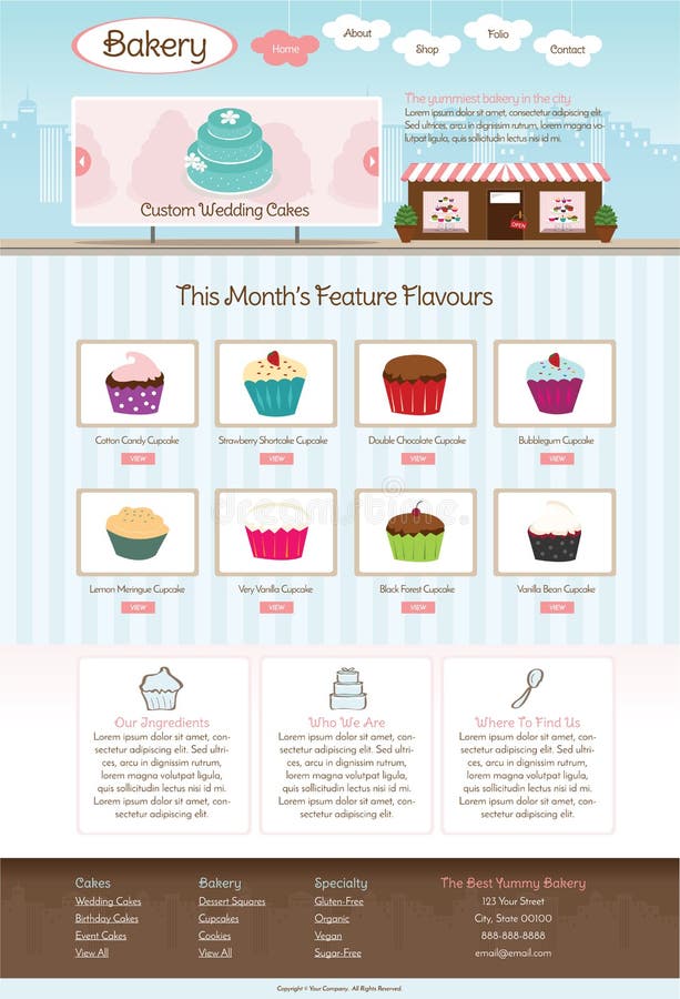 Bakery Website Template stock illustration. Illustration of cafe ...