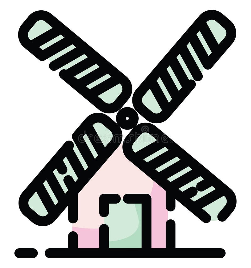 Bakery wind mill, icon stock vector. Illustration of wheat - 258922341