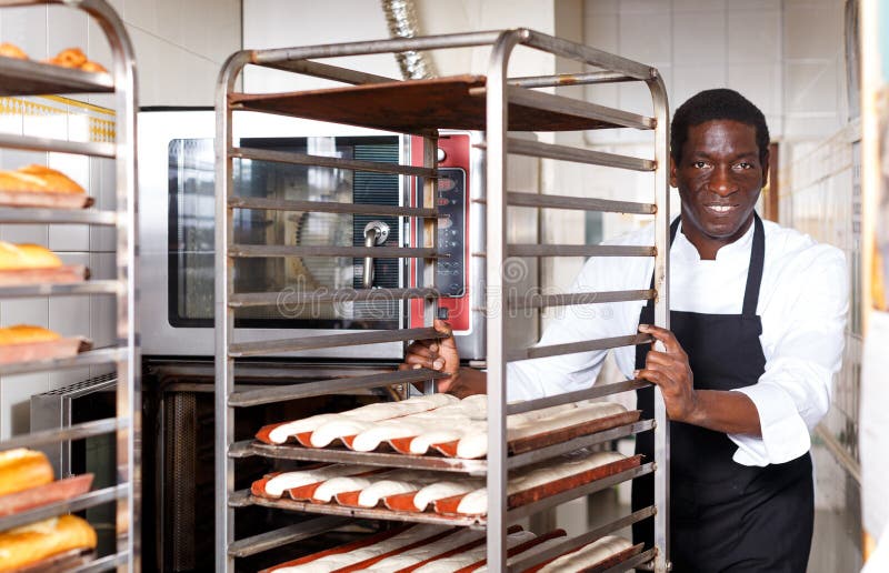 Bakery Worker Preparing Raw Baguette Dough for Baking Stock Image ...