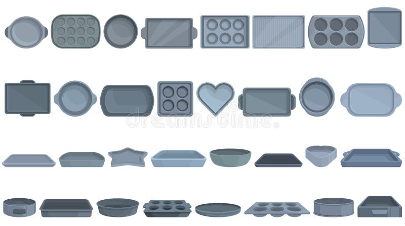 Bakeware Icons Set Cartoon Vector. Silicon Mold Stock Vector ...