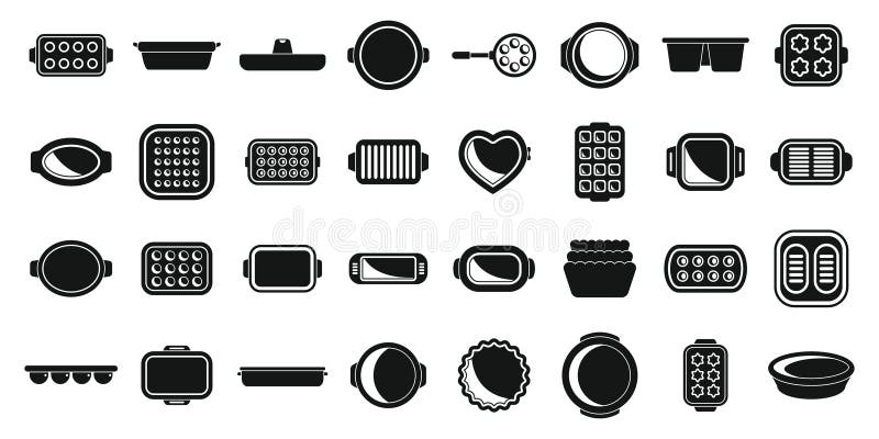 Bakeware Icons Set Simple Vector. Mold Silicon Stock Vector - Illustration of collection ...