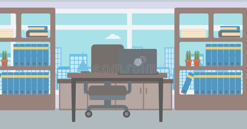 Bakgrund Av Kontoret Med Stadssikt Vektor Illustrationer - Illustration ...