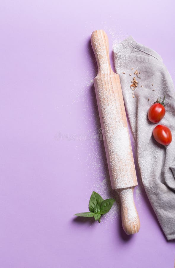 Baking Background with Copy Space on Purple Surface for Your Text. Top ...