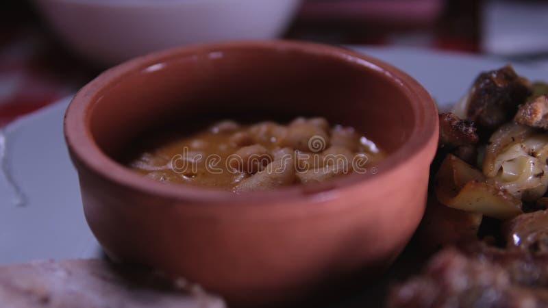 Baking Beans in Tomato Sauce. Mid Range Side Shot Stock Video - Video ...