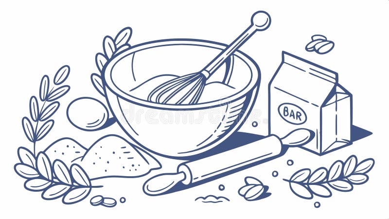 Baking Bowl and Ingredients, Kitchenware, Food Prep Vector Design ...