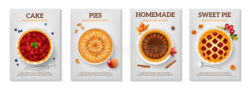 Baking Cakes Poster Set stock vector. Illustration of treat - 253736422