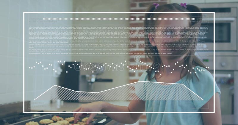 Baking Cookies, Child with Data Processing Animation Overlay in Kitchen ...