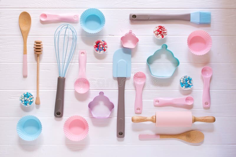 Baking and Cooking Concept. Pattern Made of Cookie Cutters, Whisk ...