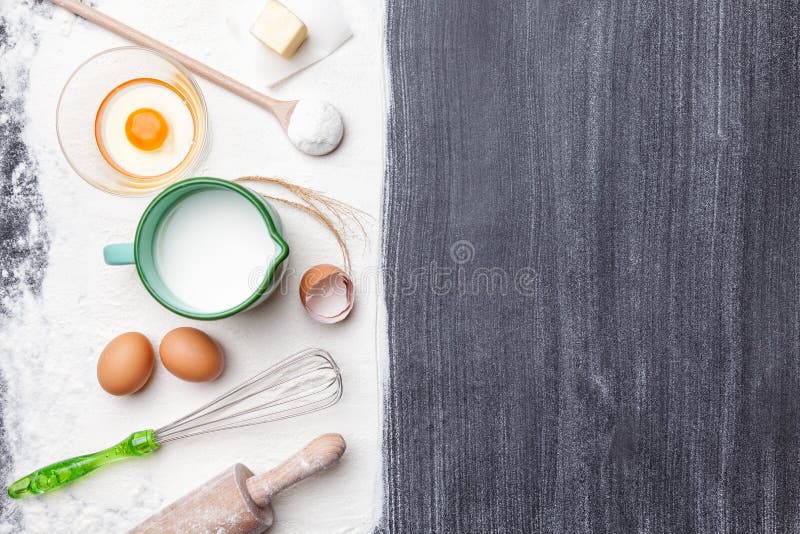 Baking and Cooking Concept, Variety of Ingredients and Utensils Stock ...