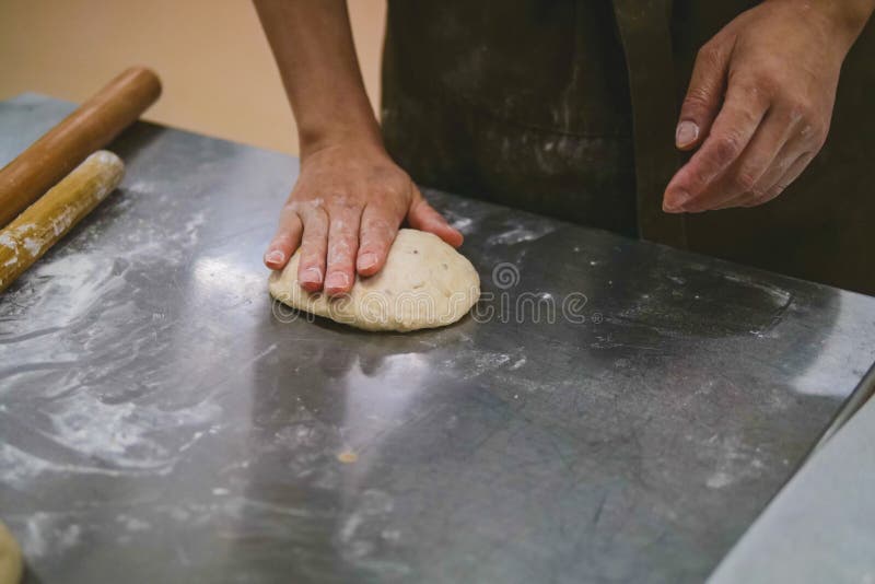 Baking Course, Kneading Dough To Smooth, Hand Made Stock Image - Image ...