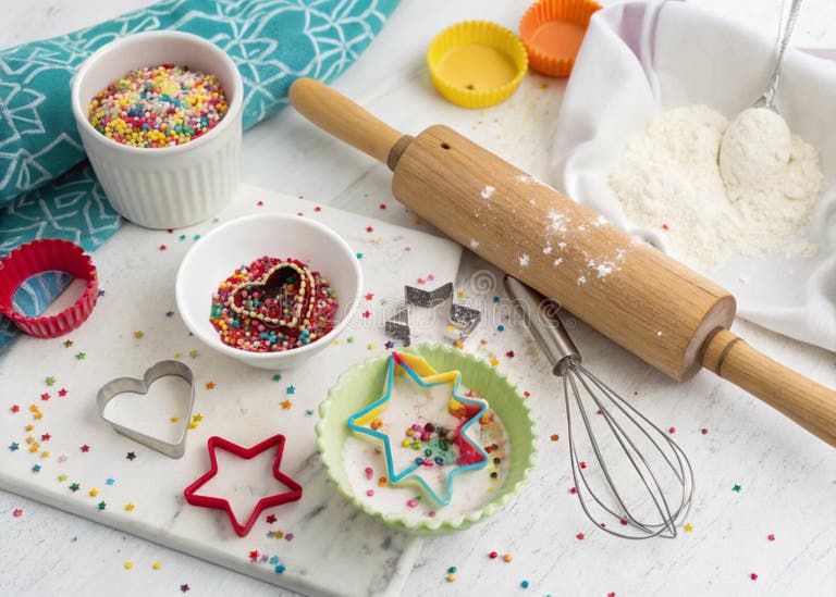 Baking Decorations Including Colorful Sprinkles and Shaped Cutters ...